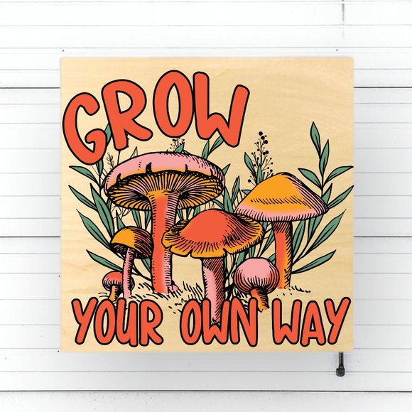 Hand Crafted | Wall Decor | 2 Square Wood Retro Grow Your Own Way ...